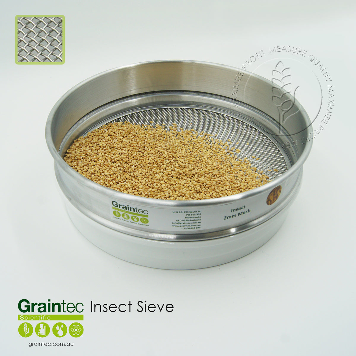 Insect Sieve with Catch Pan - Check Stored Grain for Insects | Graintec ...