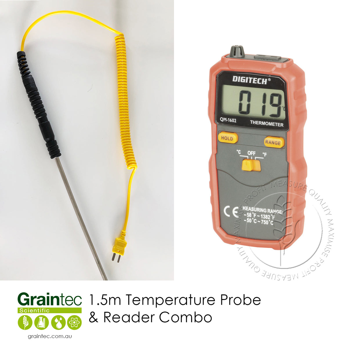 1.5m Temperature Probe & Reader Combo - Prevent Grain Spoilage ...