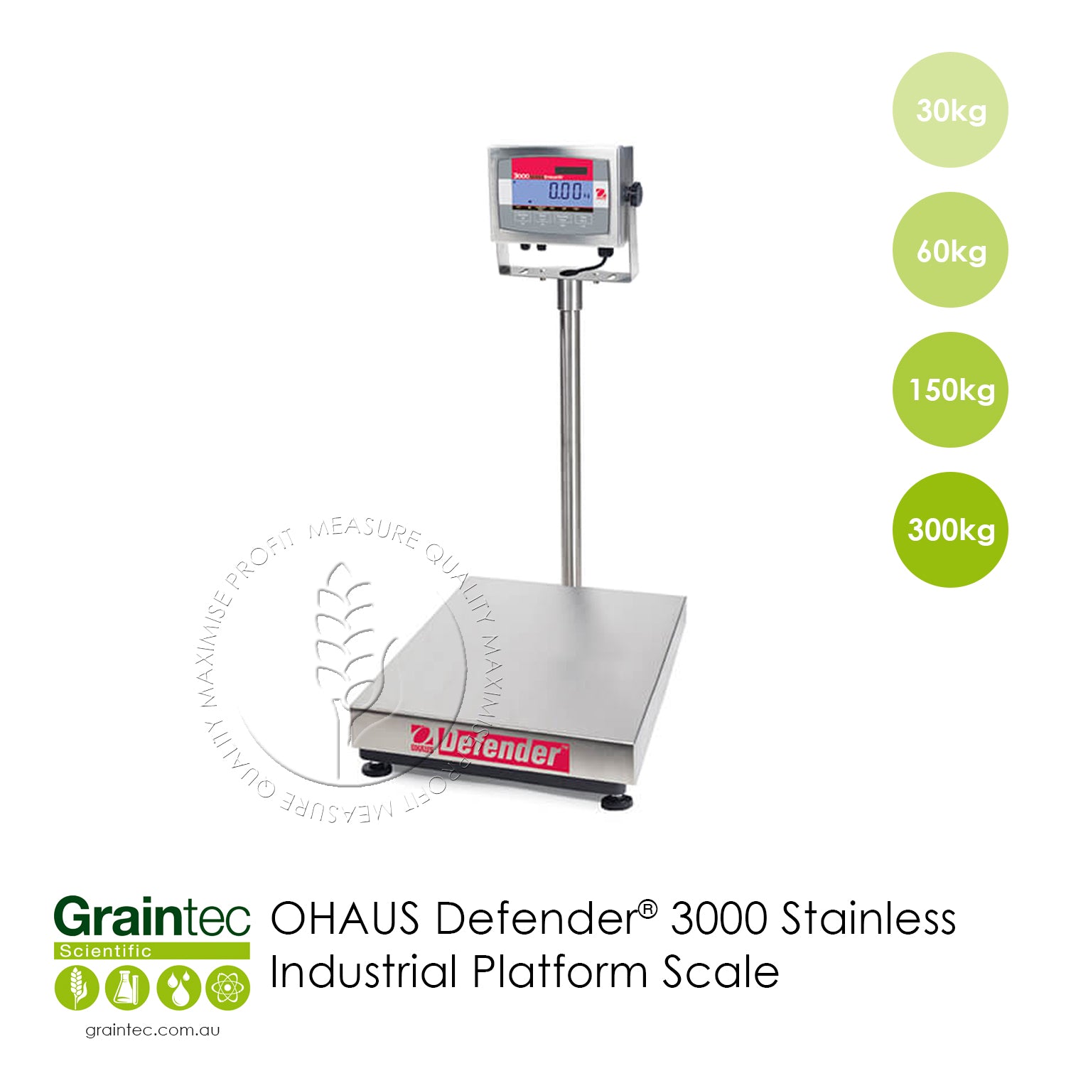 Graintec Scientific | OHAUS Defender® 3000 Stainless Industrial ...